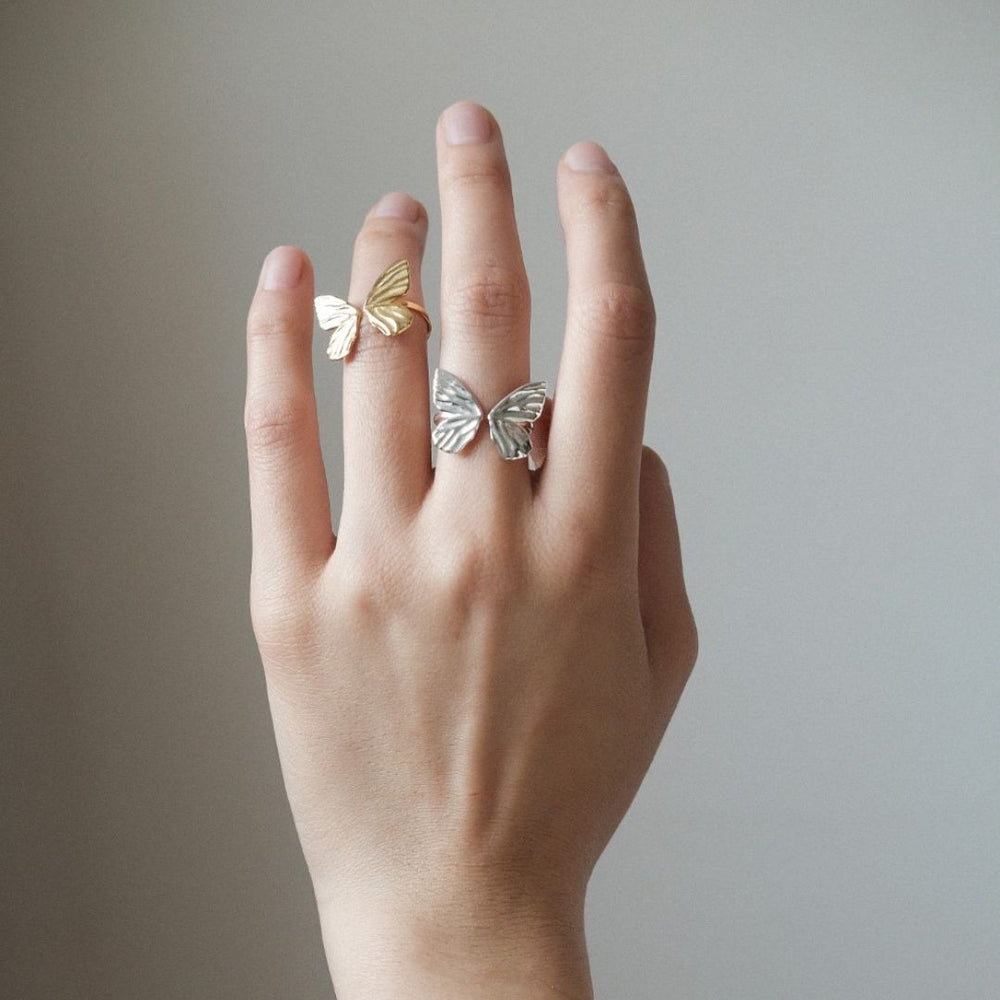 Gold Butterfly Ring | 925 Silver 18K Coated Statement Butterfly Jewelry